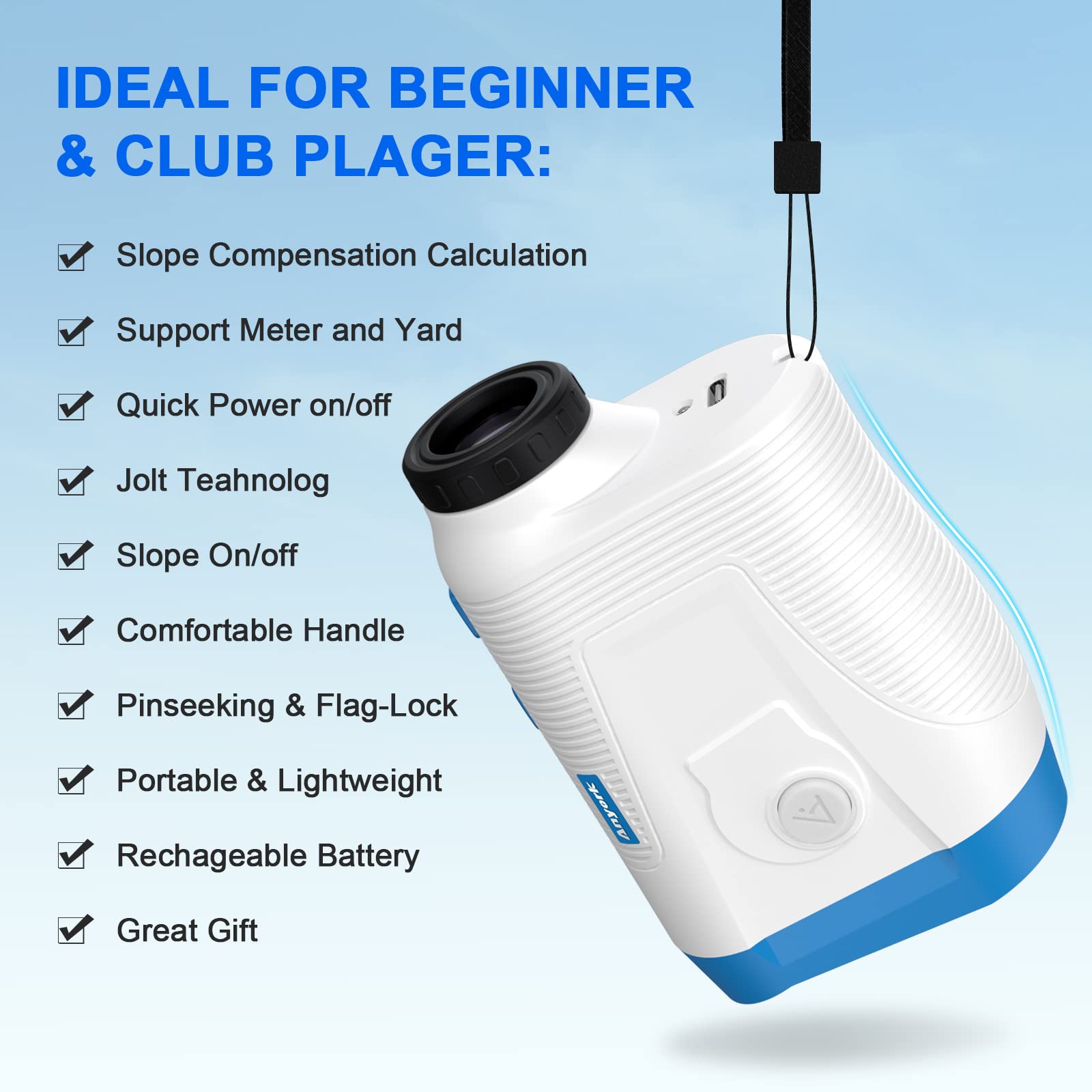 Anyork Golf Laser Rangefinder,Rechargeable Battery with Type-C Cable,6X Magnification Hunting Range Finder with Slope and Target-Lock Vibration Function