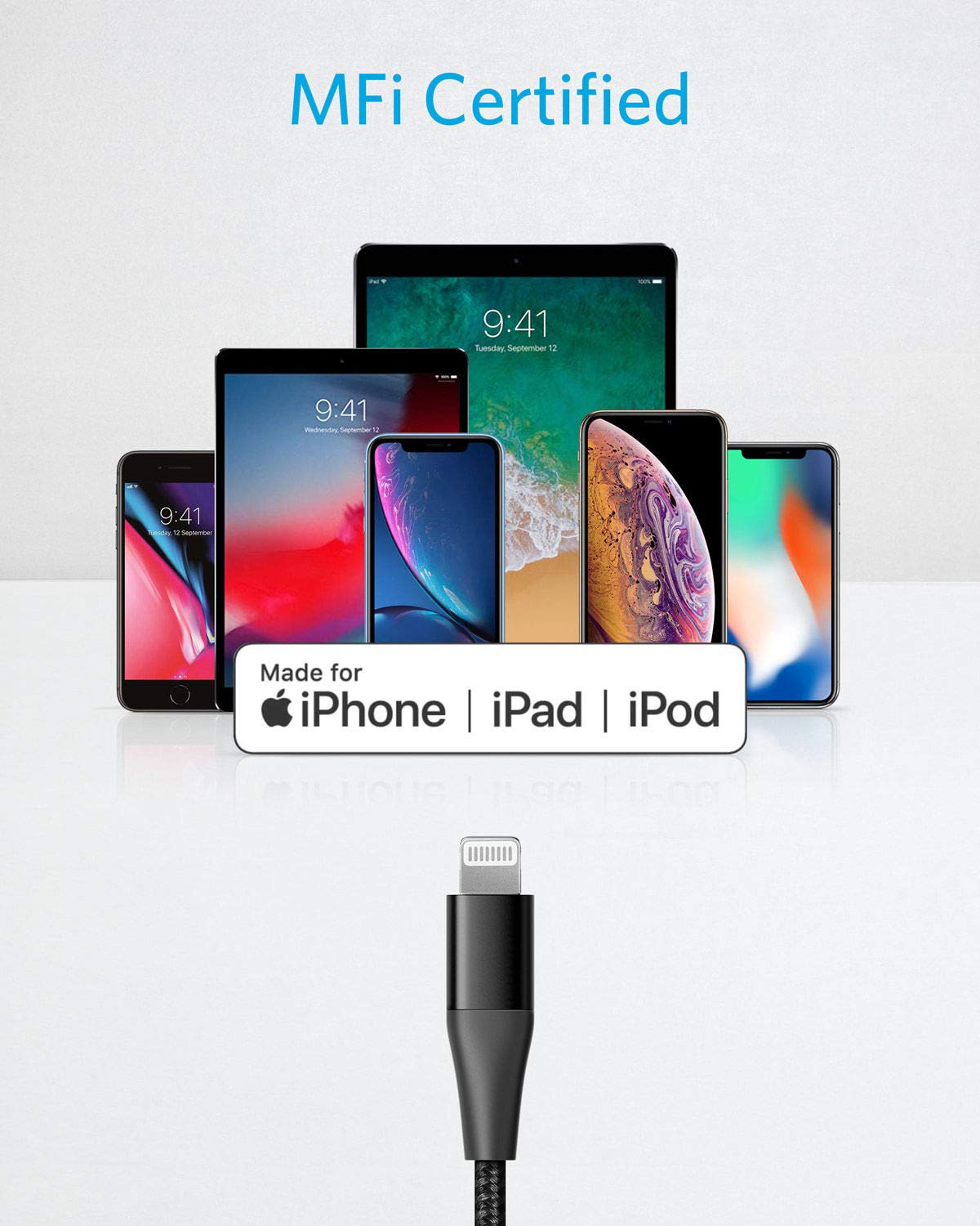 Anker USB C to Lightning Cable [6 ft, 2-Pack] Powerline+ II Nylon Braided Cable for iPhone 11/11 Pro / 11 Pro Max/X/XS/XR/XS Max / 8/8 Plus/AirPods Pro, Supports Power Delivery