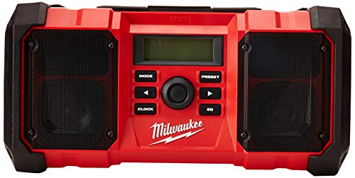 Milwaukee 2890-20 18V Dual Chemistry M18 Jobsite Radio with Shock Absorbing End Caps, USB 2.1A Smartphone Charging, and 3.5mm Aux Jack