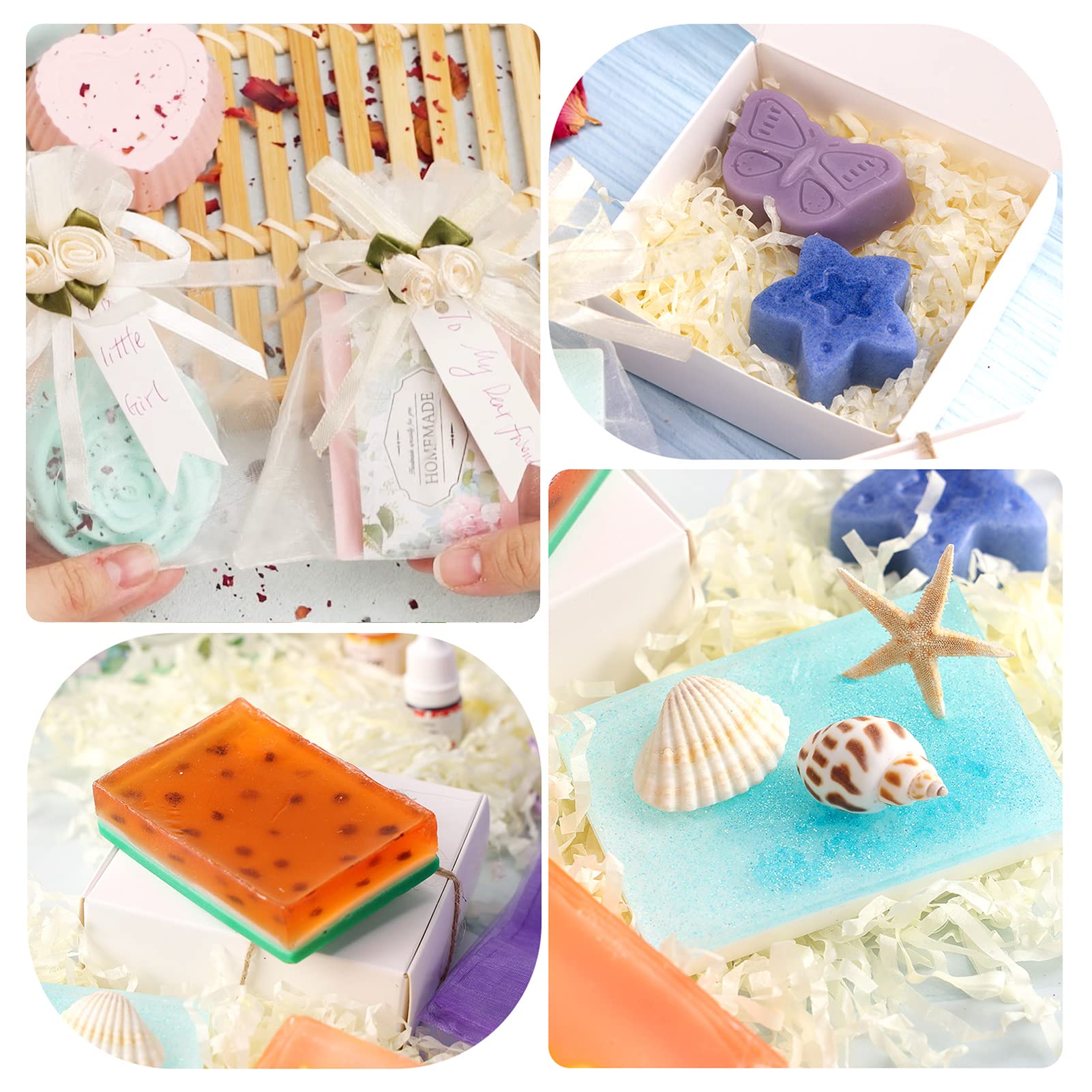 Aoibrloy Soap Making Kits for Adults Beginner with Instructions, Natural DIY Soap Kits with 2lbs. Shea Butter Soap Base, 5 Silicone Soap Mold, Dried Flowers, 4 Essential Oil, 4 Colors, 15 Labels