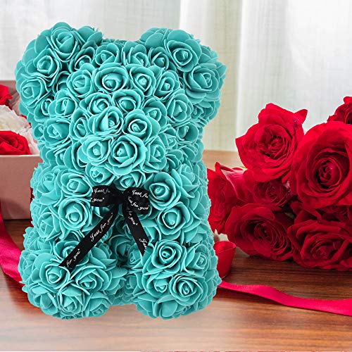 Artificial Flowers Rose Bear ,Rose Teddy Bear, Flower Bear Cub, Forever Rose Everlasting Flower for Window Display, Anniversary Christmas Valentines Gift (Light Pink)