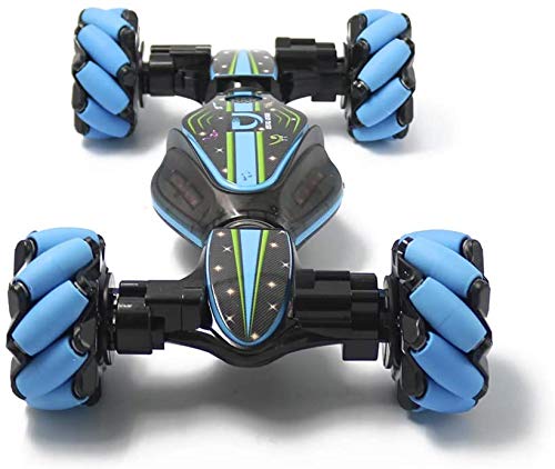 GoolRC RC Stunt Car, 4WD 2.4GHz Remote Control Car, Deformable All-Terrain Off Road Car, 360 Degree Flips Double Sided Rotating Race Car with Gesture Sensor Watch Lights Music for Kids (Blue)