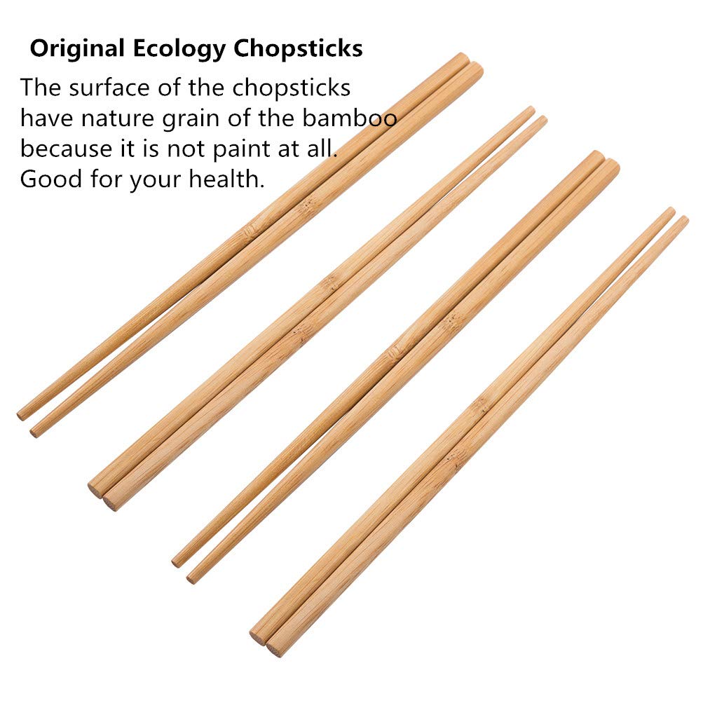 Bamboo Chopsticks Reusable Dishwasher Safe Natural Chinese Health Wooden Bamboo Chopsticks,Long 10 Pairs Sets for Restaurant Home Use Premium Material