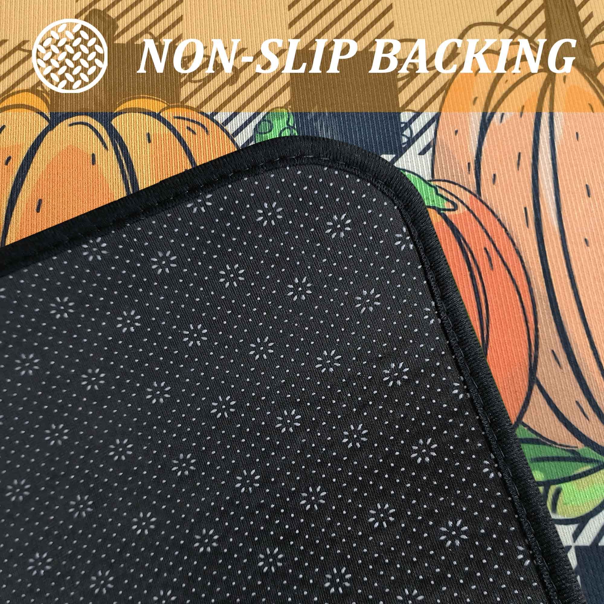 Buffalo Plaid Pumpkin Fall Decorative Kitchen Rugs Set of 2,Non Skid Washable, Home Seasonal Fall Holiday Party Autumn Harvest Thanksgiving Kitchen Mat 17"x47"+17"x30"