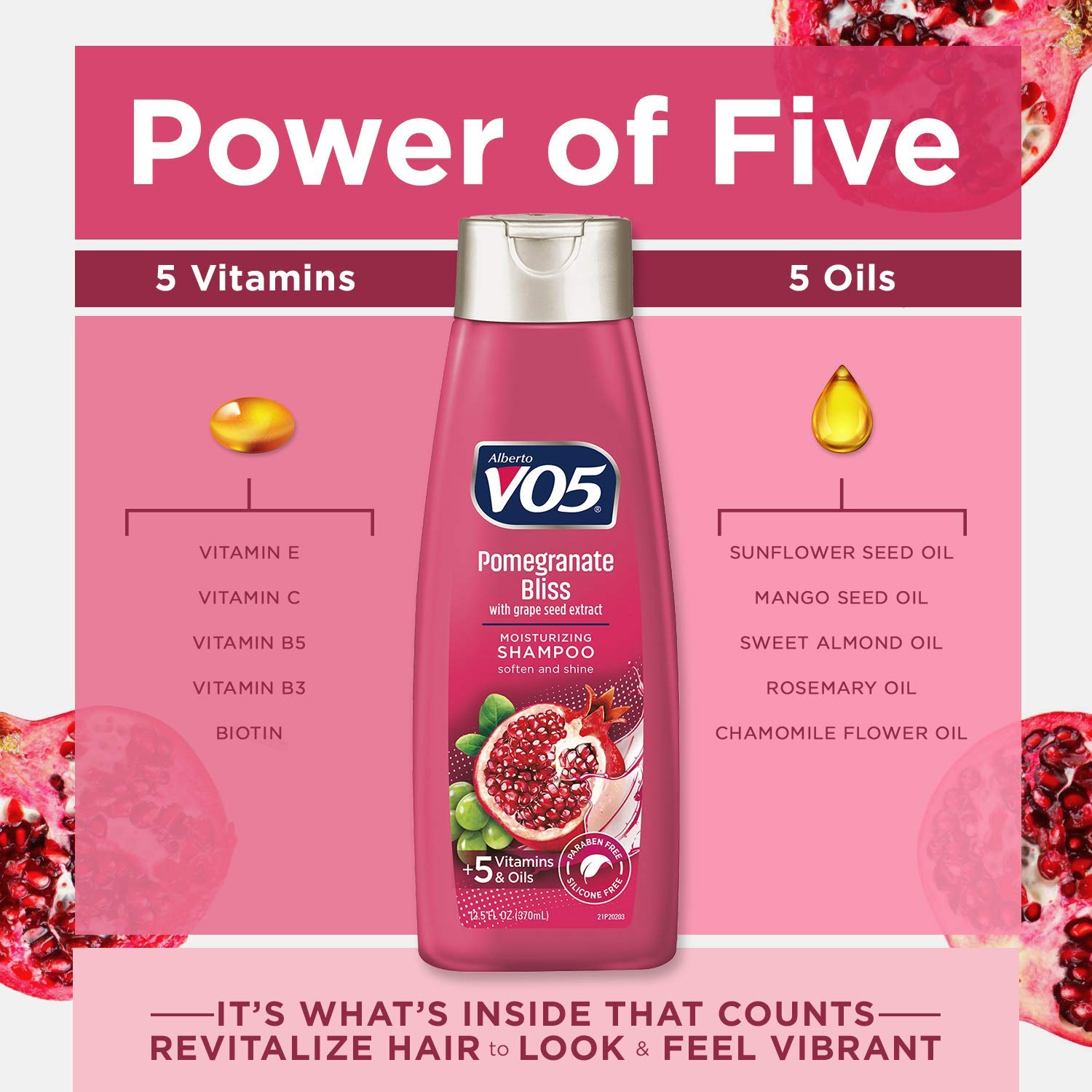 Vo5 Sh Herbal Esc Pom & G Size 12.5z Vo5 Shampoo Herbal Escapes Pomegranate & Grapeseed 12.5z