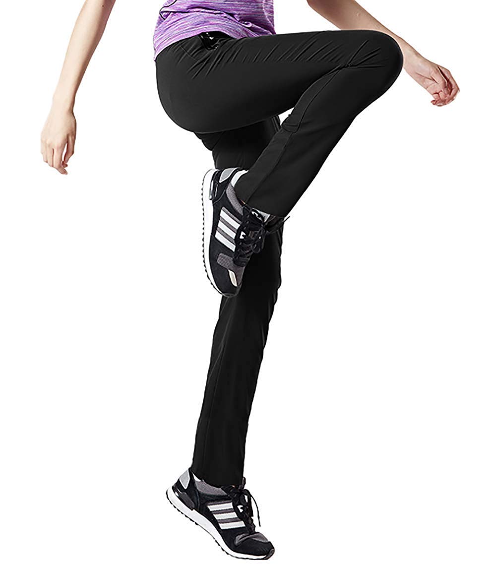 Arisonho Women's Hiking Pants Outdoor Water-Resistant Quick Drying Mountain Trousers Lightweight Travel Pants with Pockets(Black,M)