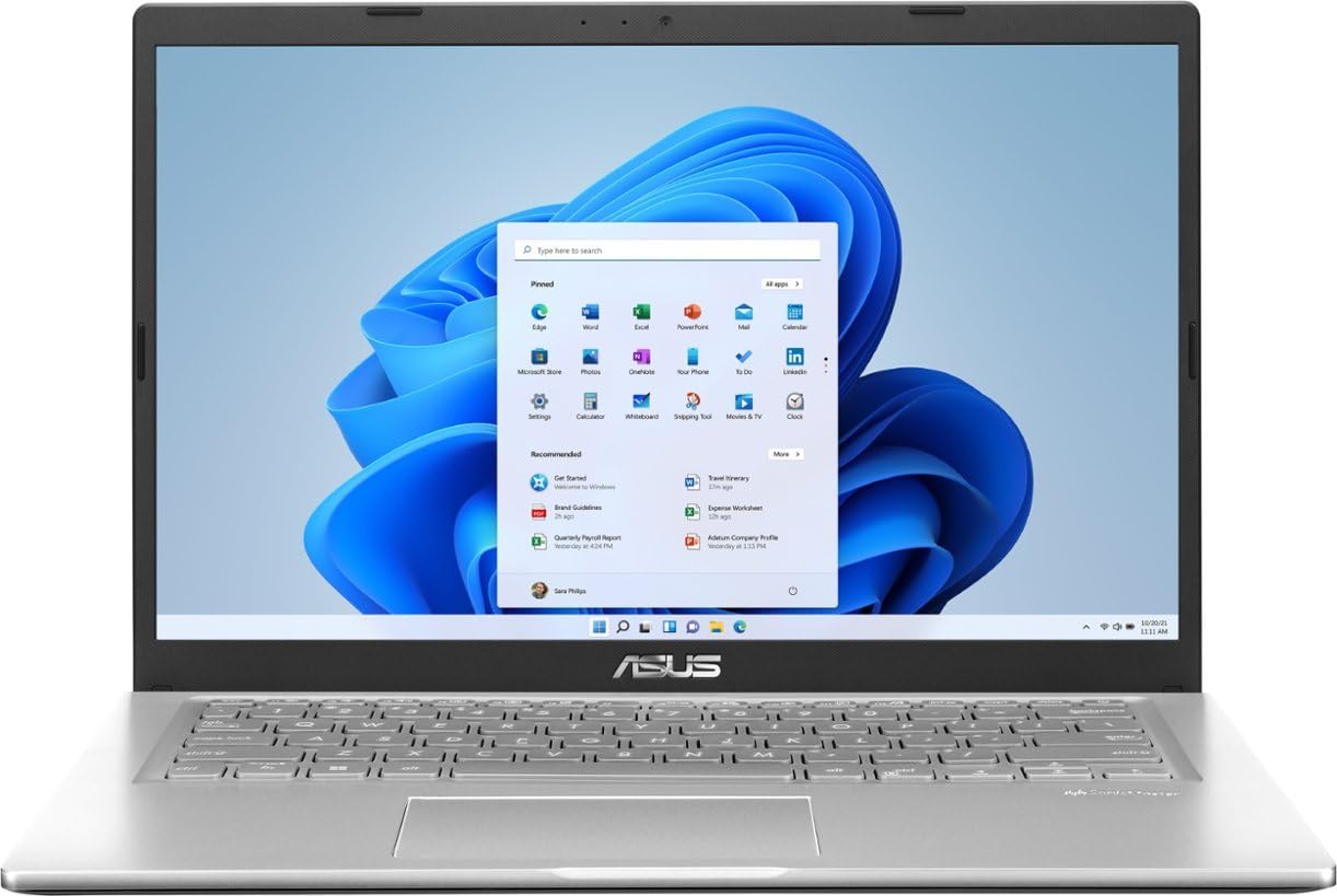 ASUS Vivobook Laptop, 14" HD(1366 x 768) Display, Intel 11th Generation Core i3-1115G4, Intel UHD Graphics 770, 8GB DDR4 Memory，128GB SSD Storage, WiFi 5, Windows 11, Transparent Silver, W/GaLiMu
