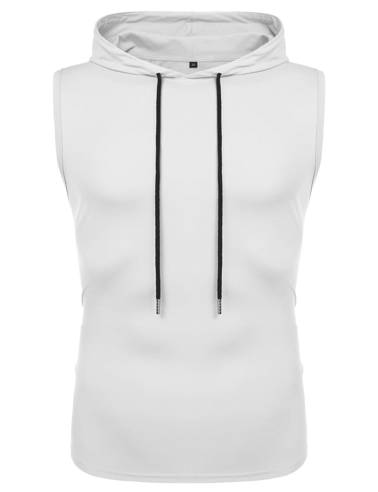 Babioboa Men's Sleeveless Hoodie Bodybuilding Stringers Workout Tank Tops Fitness Vest White