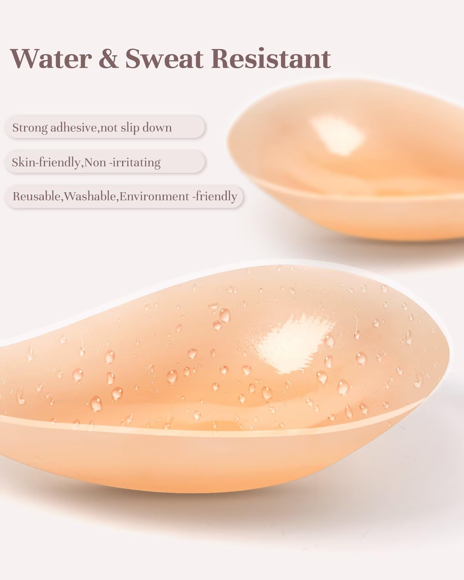 APOWUS Sticky Bras for Women Push Up Adhesive Invisible Bra Backless Strapless Bra for Big Busted Reusable with Nipple Covers - XL,Coffee 1