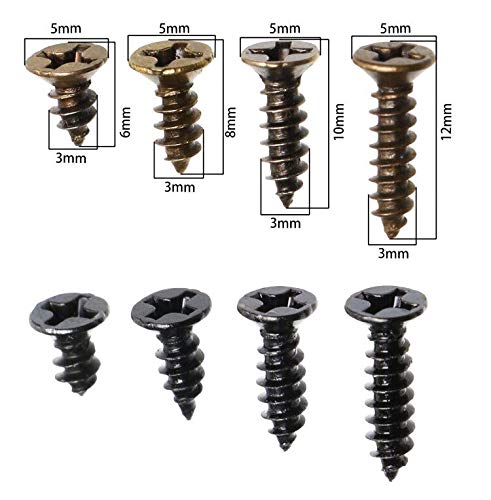 Mini Skater 800PCS #3 Small Cross Flat Head Tapping Screws Black Oxide Wood Screws Kit and Assortment ! (Black and Bronze)