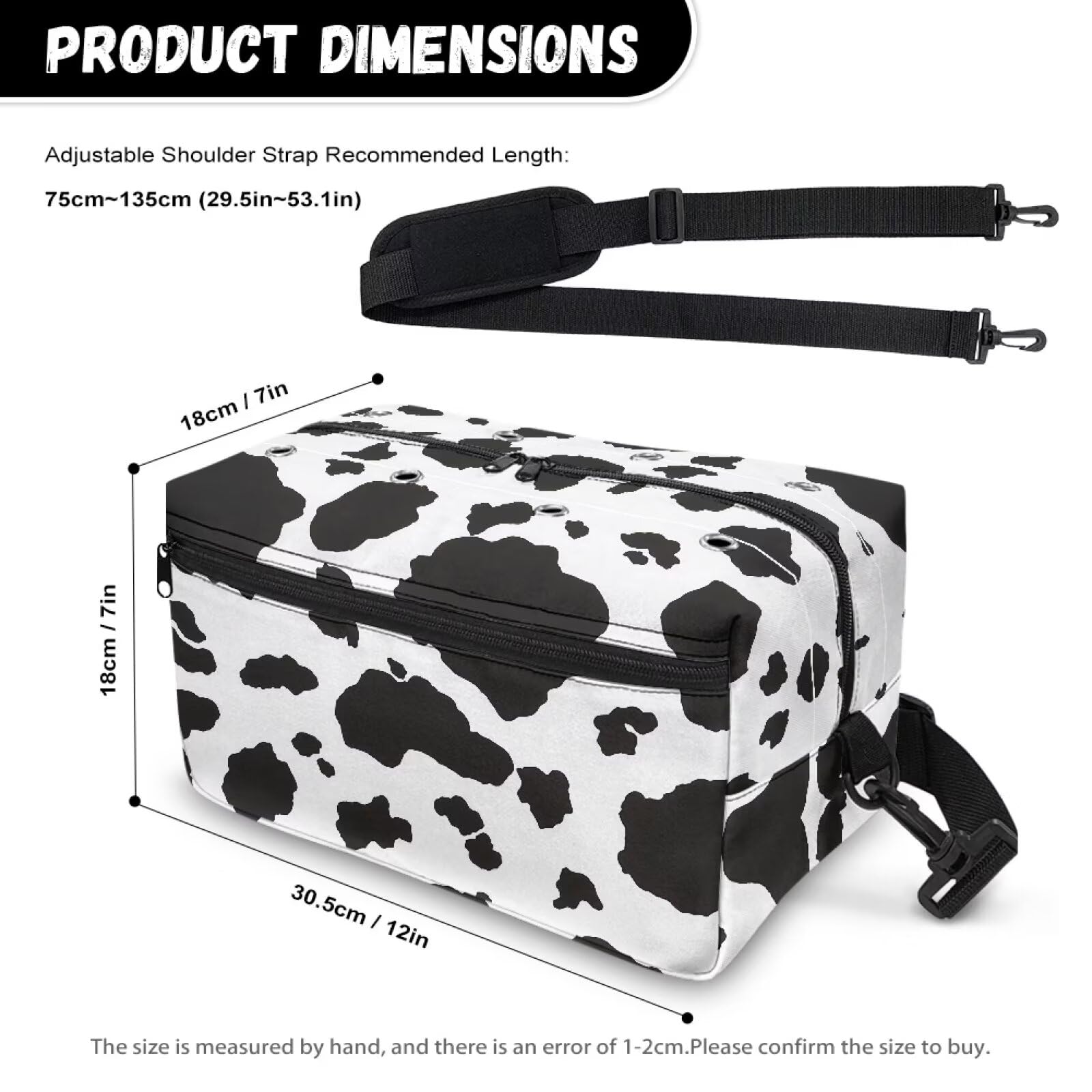 Kathyboom Cow Print Knitting Bag for Yarn Storage, Large Capacity Yarn Tote Organizer Crochet Bag for Knitting Needles, Crochet Hooks and Other Accessories