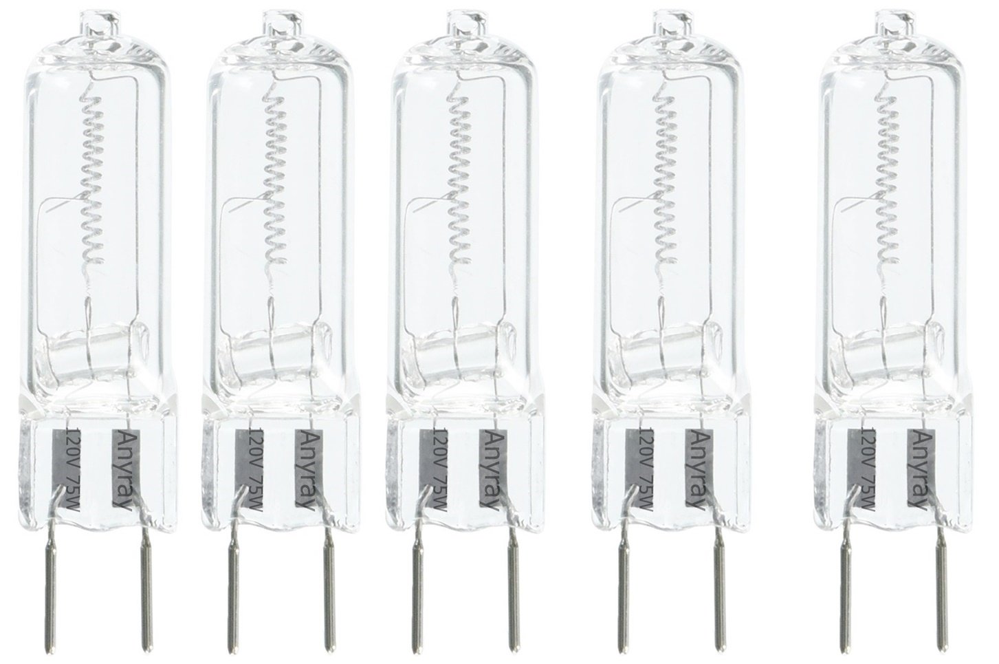 Anyray 5-lamps G8 120V 75W 75 Watt Halogen Light Bulbs G8 Base