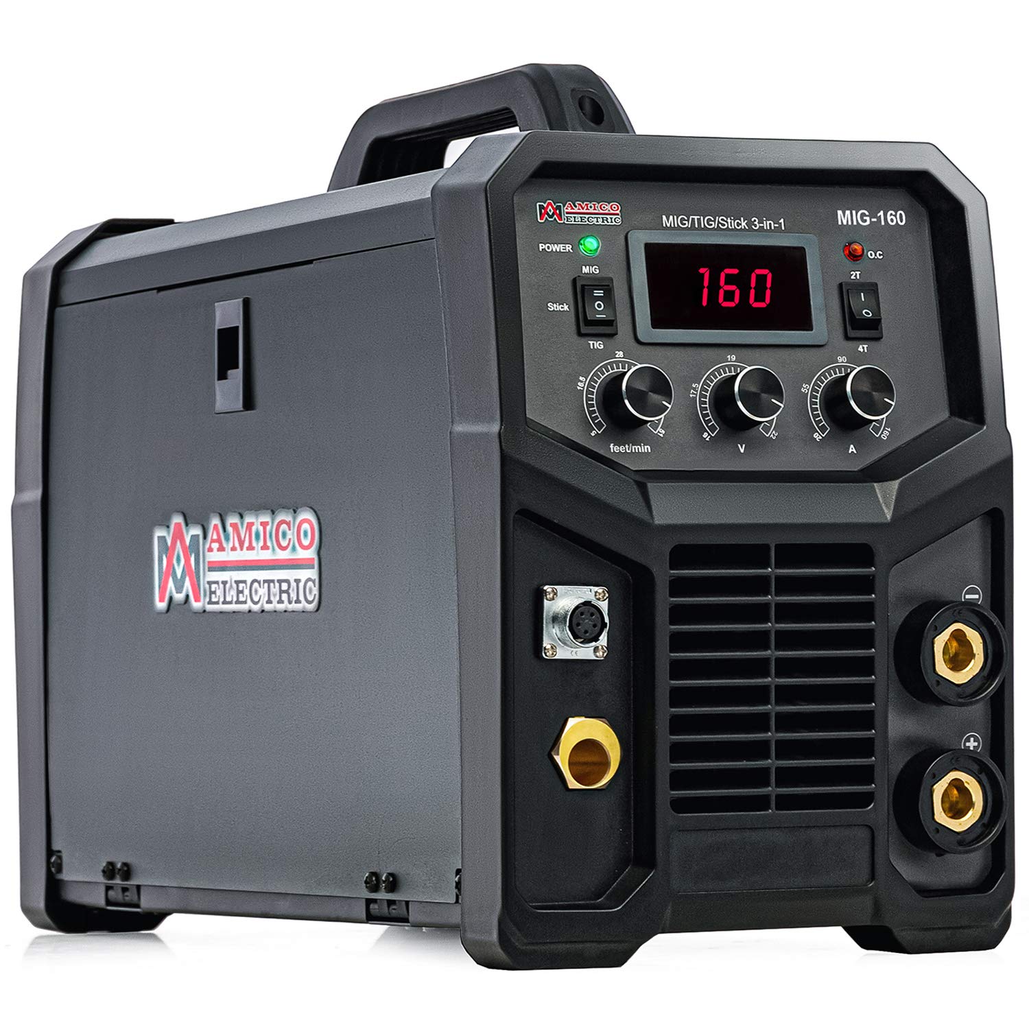 AmicoPower MIG-160, 160 Amp MIG TIG Stick Arc DC Welder, 3-in-1 Multifunction, Spool Gun Weld Aluminum: SPG15180