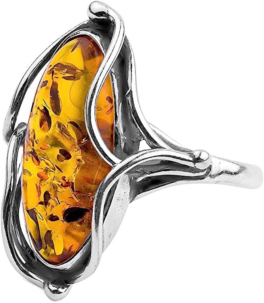 Amber Collection and Sterling Silver Oval Ring
