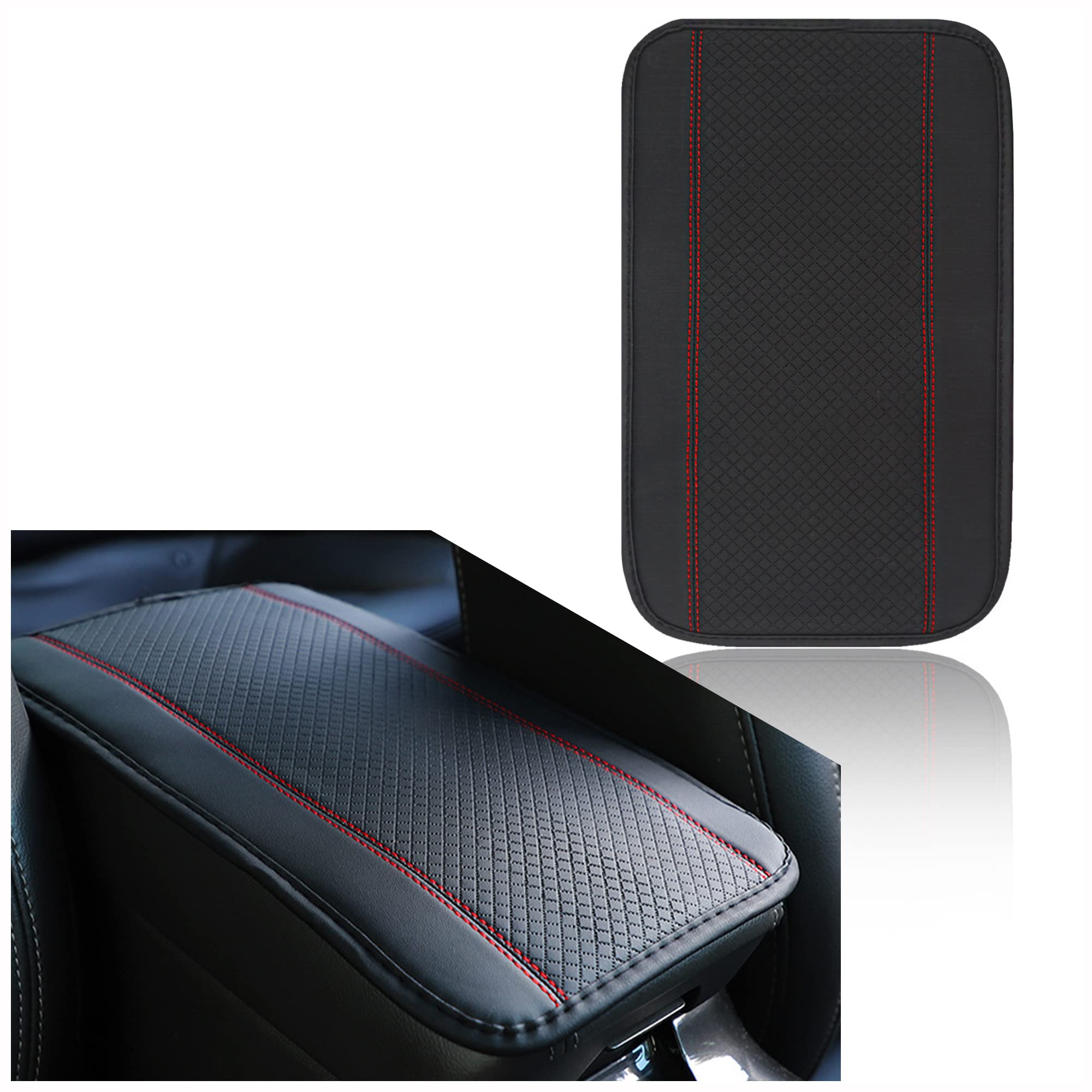 Aokdom Auto Armrest Box Cover, Car Console Covers, Fiber Leather Embossing Waterproof Armrest Cover, Suitable for Most Vehicles, SUVs, Trucks (Blue)