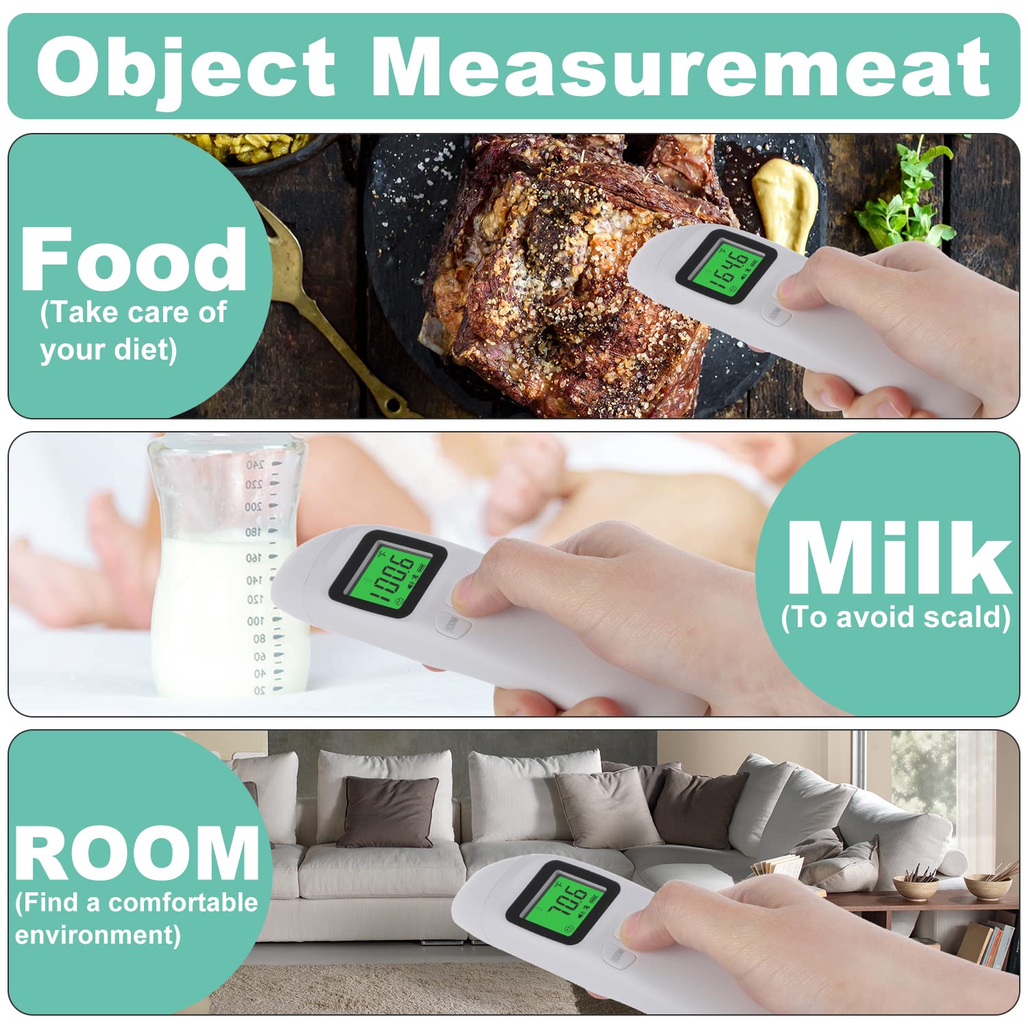 Forehead Thermometer Kids and Adults Thermometer with Fever Alarm Bluetooth Thermometer Application Smartphone for iOS and Android for Kids and Adults Touchless Quick and Accurate Temperature Reader