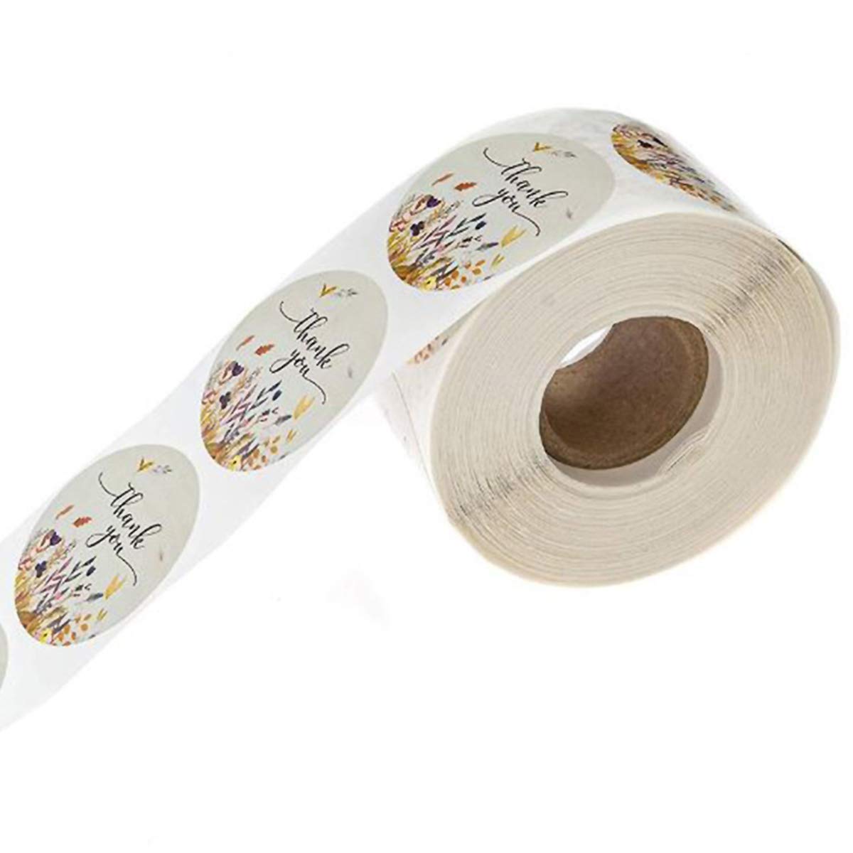 Autumn Floral Thank You Stickers, 1.5 Inch Round - 500 Labels Per Roll