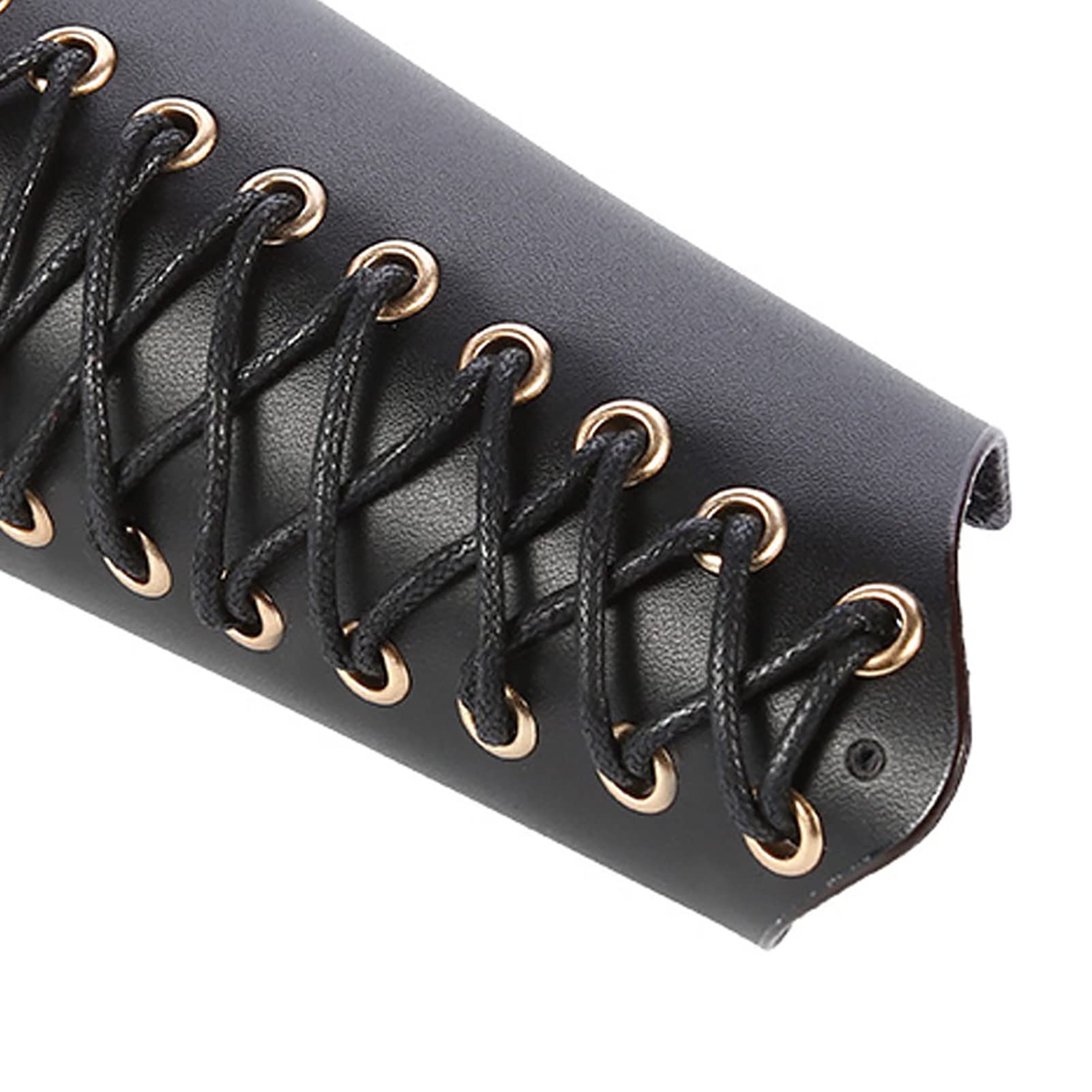 Antilog Arm Gurad, Archery Arm Guard Bracer Hunting Shooting Lace-up Leather Armguard(Black)