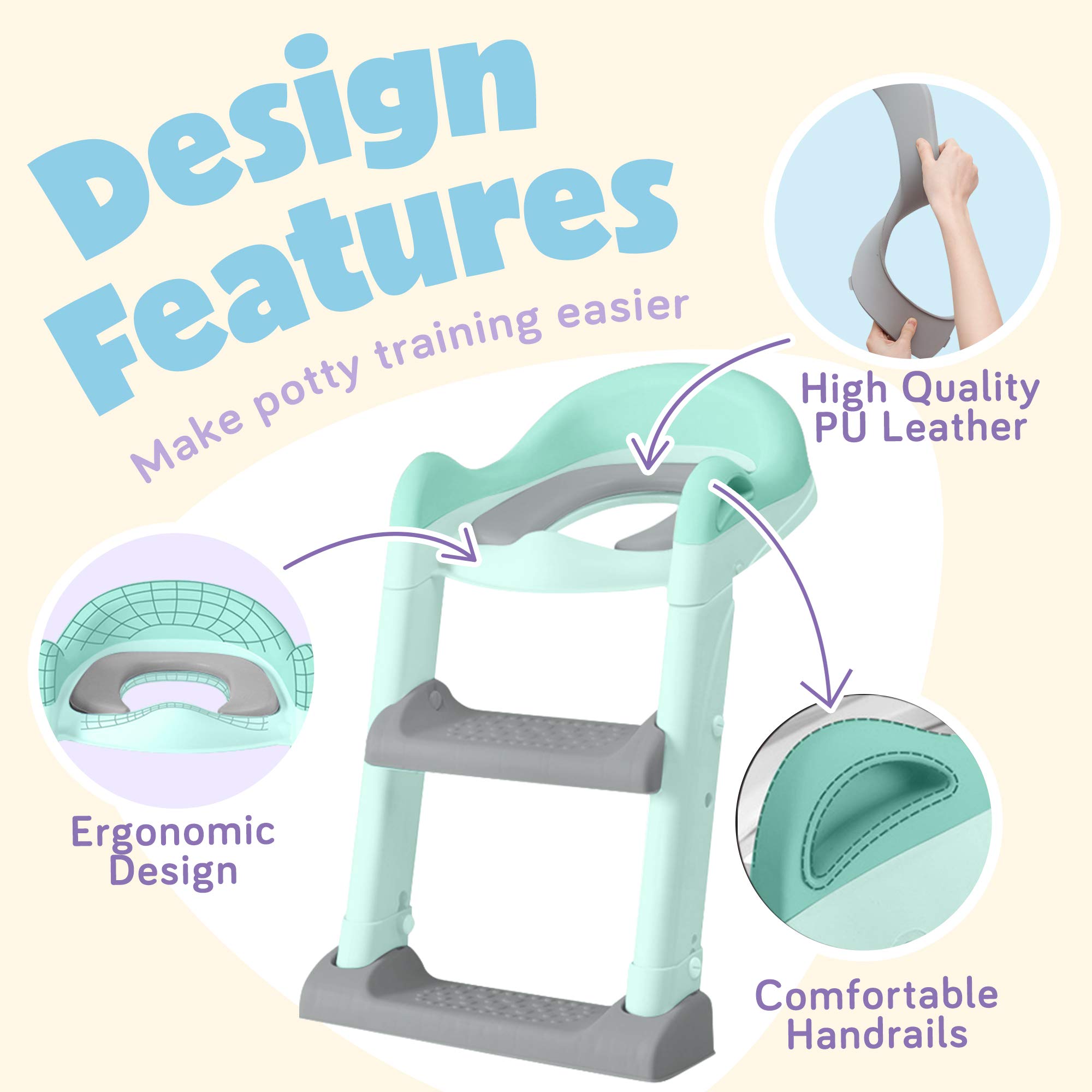 Ashtonbee Mountable Potty Seat (with steps, Green)