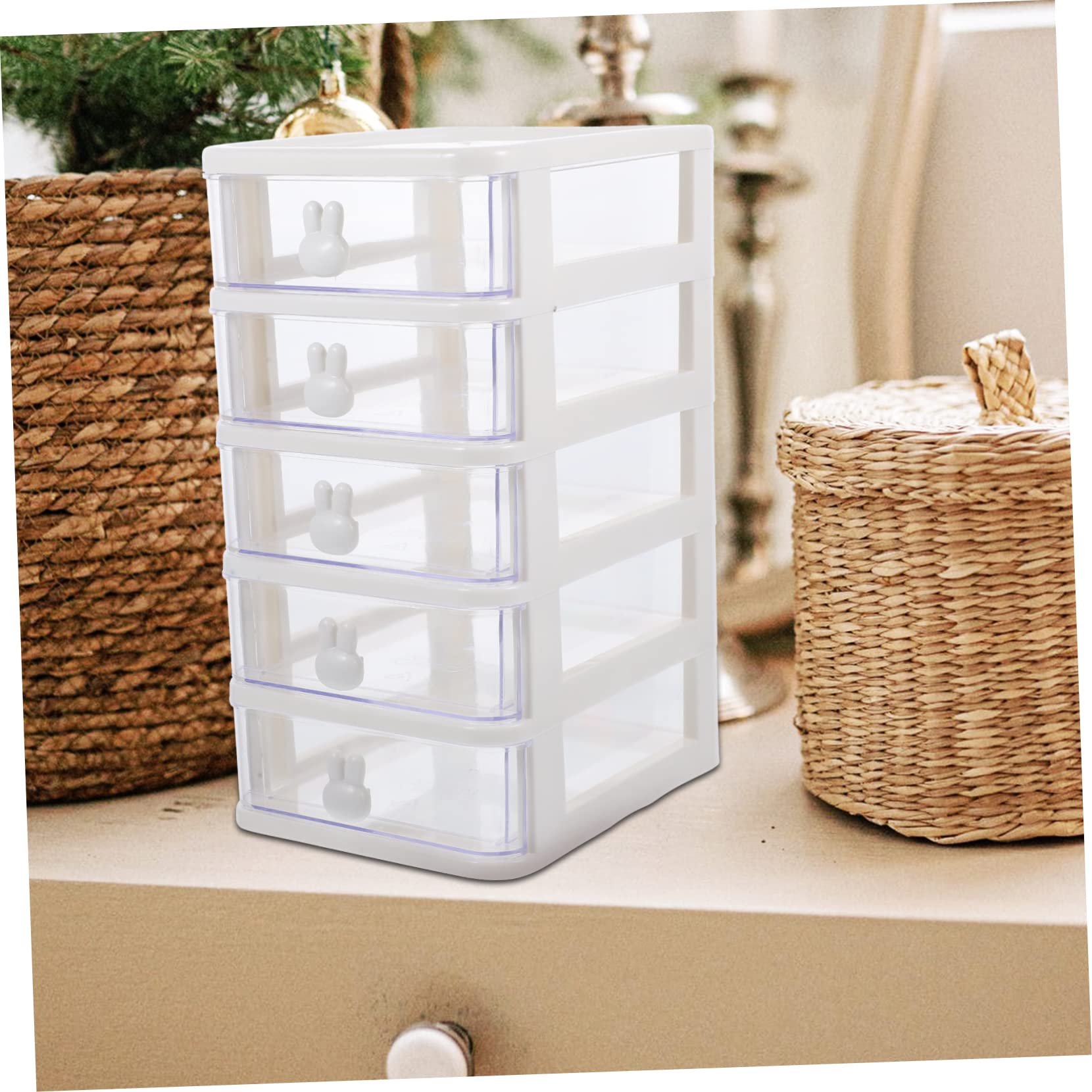 Stackable Drawer Organizer Clear Desk Storage Cabinet with Drawers for Office Makeup Stationery Multifunctional PP Desktop Organizer Transparent Box Drawer Storage Case