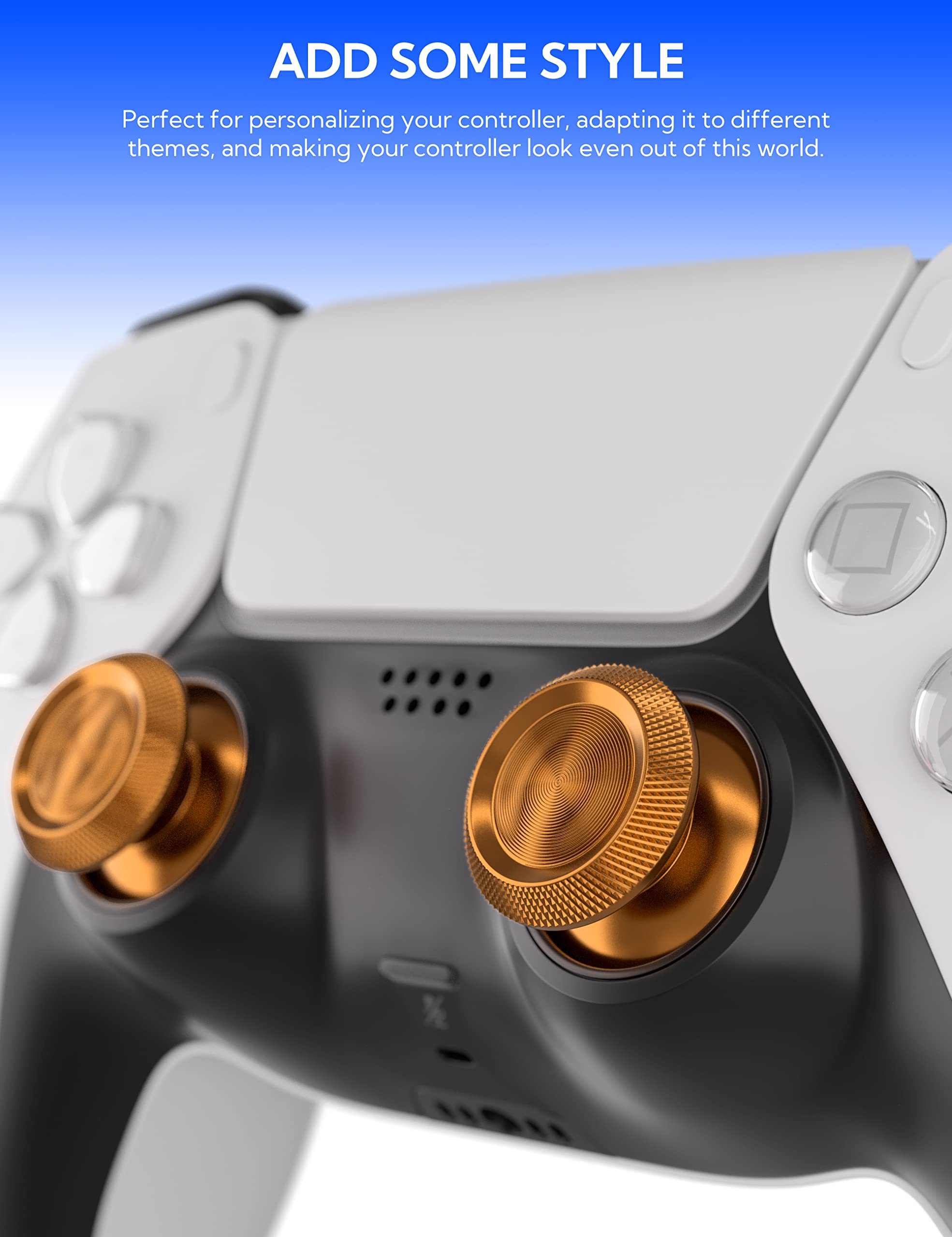 Avericht Metal Thumbsticks for PS5 Controller, Aluminum JoyStick Replacement Kit for Dualsense Controller(Metal Gold)