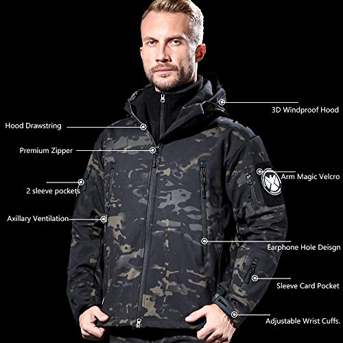 ANTARCTICA Men's Outdoor Waterproof Soft Shell Hooded Military Tactical Jacket