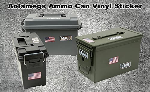 Aolamegs Ammo Can Vinyl Sticker Set Decal Label for Cans Cases Boxes .22 .223 .308 9MM .380 .45 5.56 7.62 12GA 300BLK (Choose Your Version)Black (80 Pack/16 Varieties (3 PCS USA FLAG STICKERS))