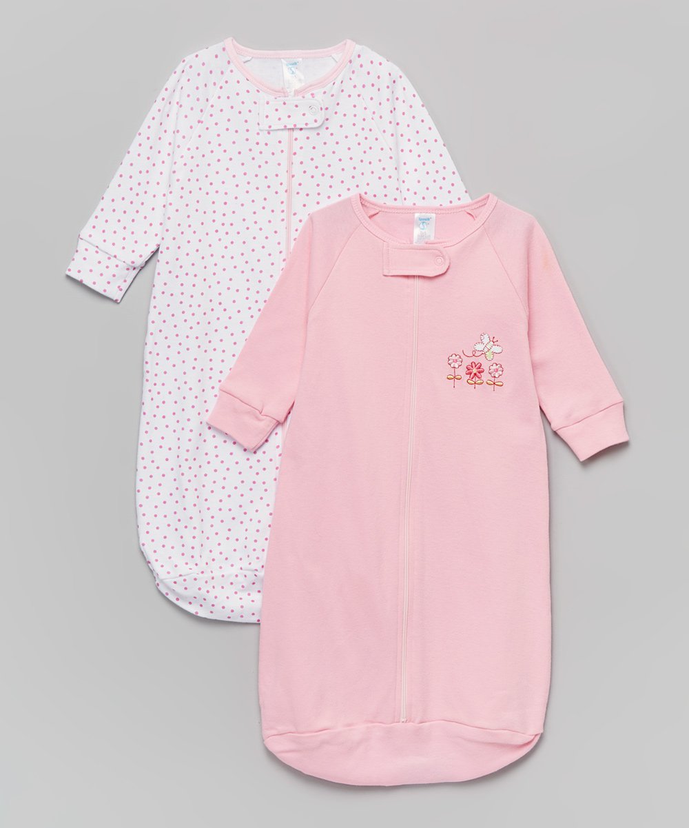 Spasilk Baby Girls 2 Pack 100% Cotton Bag, Pink Sleep Sack, Pink, 3 Months US