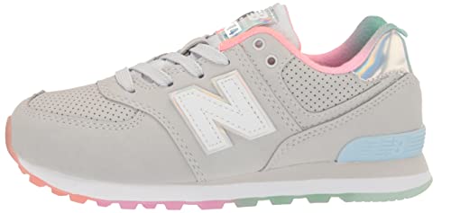 New Balance Kids 574 V1 70s Racing Lace-up Sneaker, Summer Fog/Lemon Haze/Uv Glo, 2.5 US Unisex Little