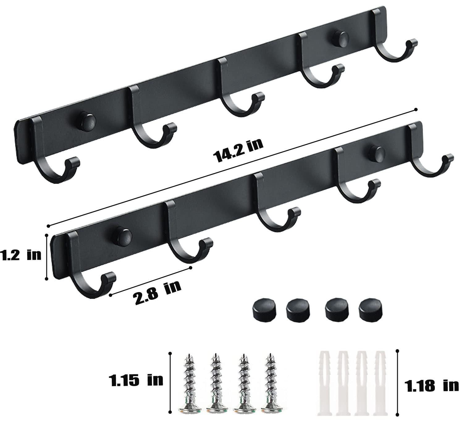 Yauende Wall Mounted Coat Rack, 5 Hanging Hooks Wall-Mounted for Entryway Kitchen Bathroom Storage Organizer Coat Rack for Hanging Coat, Towel, Bag, Robe, Hat