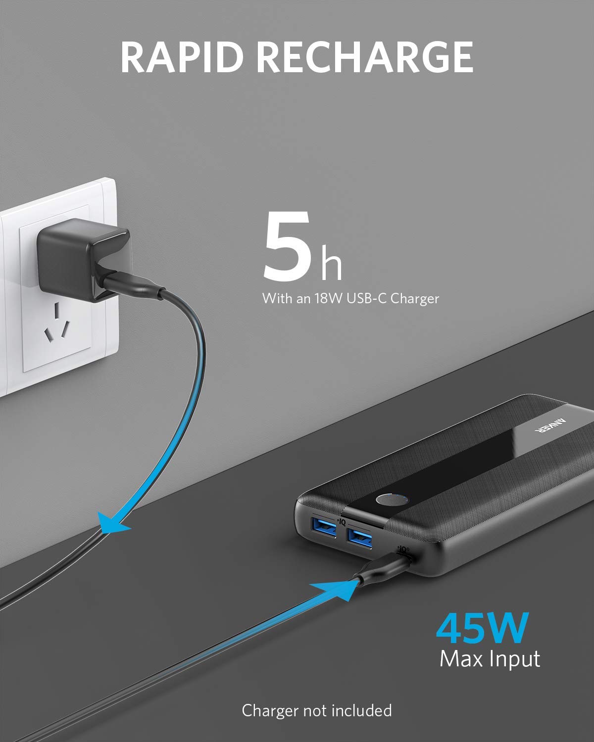 Anker PowerCore III 19,200mAh Huge Cell Capacity 45W Power Delivery Portable Charger for MacBook Air 2020, iPad Pro 11, iPhone 11/11 Pro/XS Max/X / 8, Samsung and More