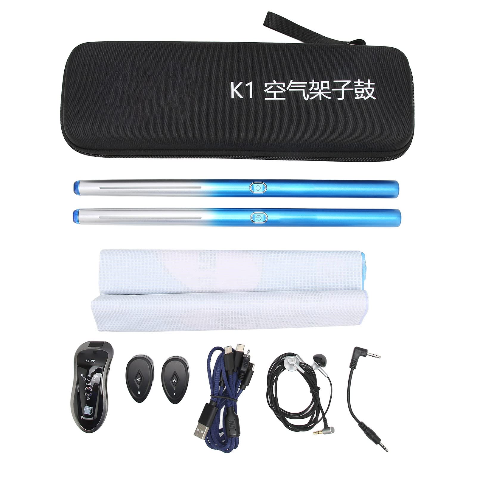 Air Electronic Drum Set, Virtual Reality Drum Stick Set with LED Lights, Bluetooth Electronic Drums with 2 Foot Sensor, Portable Drumsticks Digital Percussion Machine for Professionals and Beginners