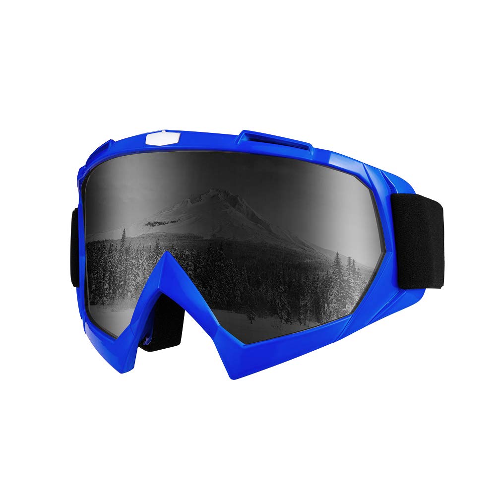 ALCADAN Ski Goggles - Over Glasses Ski/Snowboard Dust-Proof Goggles for Men, Women & Youth - 100% UV Protection 634W (Dark Blue Black)