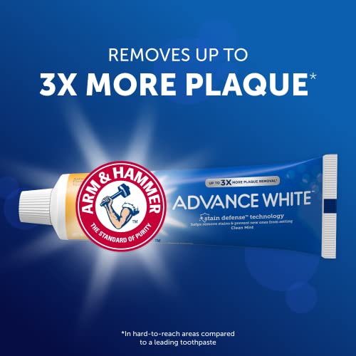 Arm & Hammer Advance White Toothpaste, Clean Mint Flavor, Stain Defense Technology, 6 Ounce (Pack of 4)