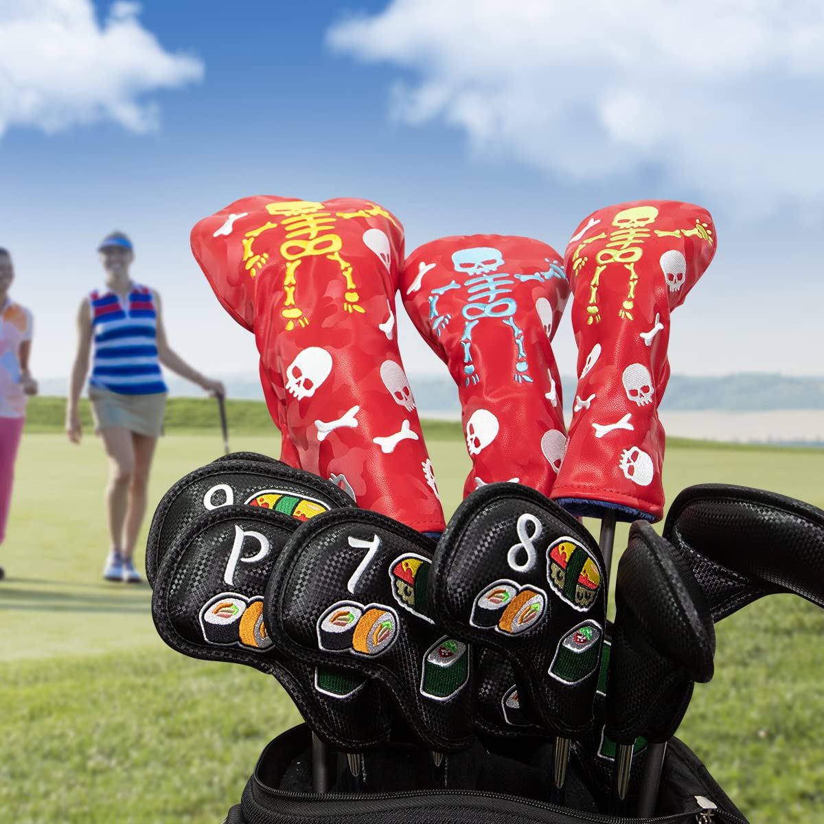 Barudan Golf Driver Head Cover 460cc,Red Skull Golf Driver Headcover for Men Golfer, Synthetic Leather Golf Club Protective Case