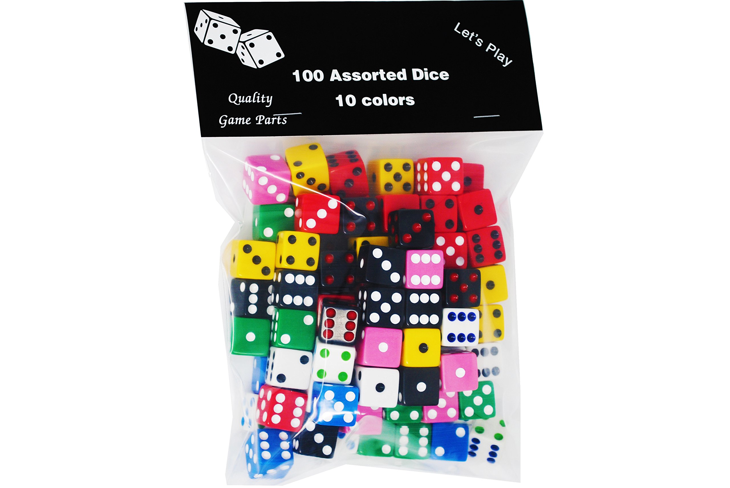 Hobby Monsters 100-Piece 16 mm Assorted Dice for Family Game Night and Teaching Math