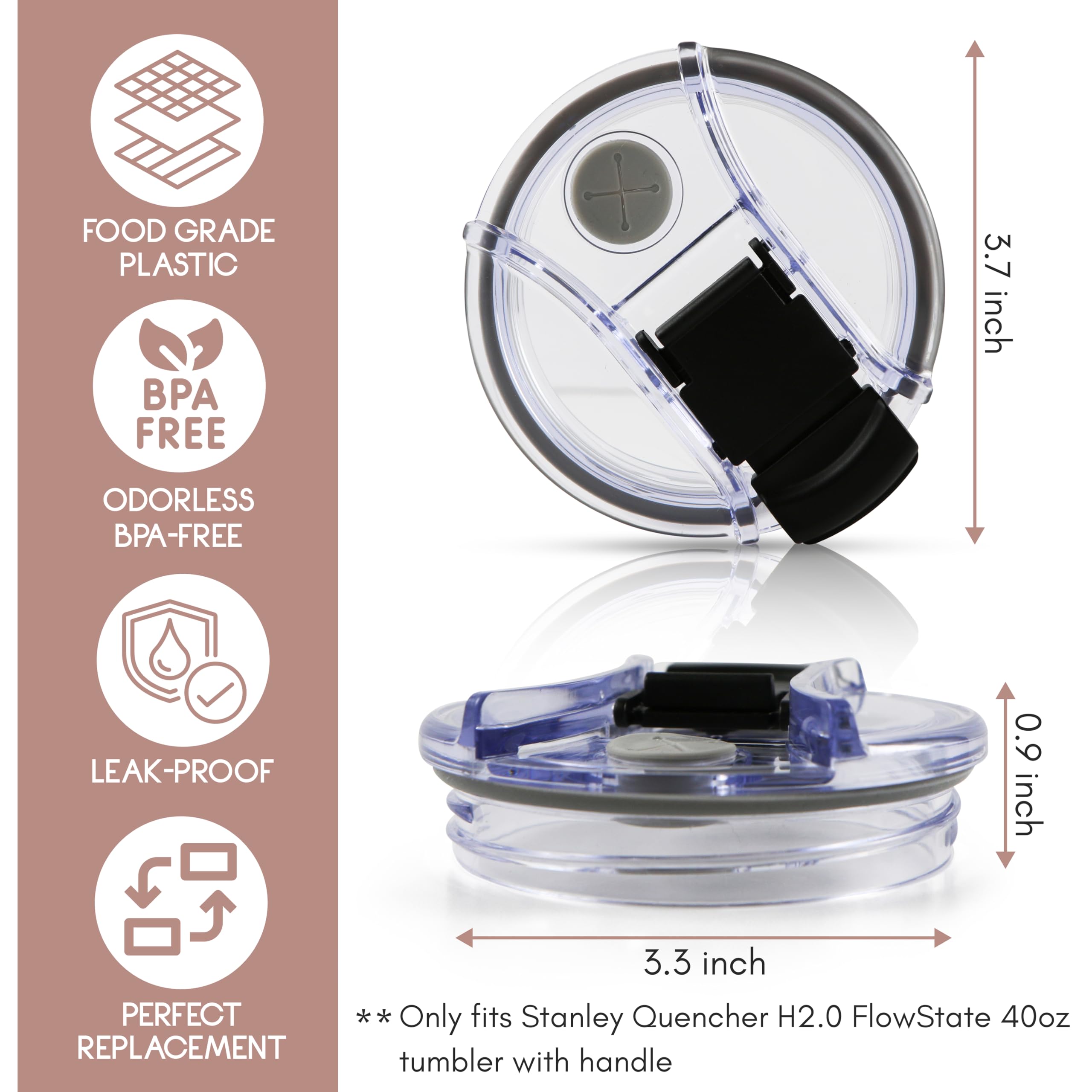 APLUSZ AGGABI 2Pcs replacement Tumbler Lid for Stanley Adventure Quencher 40 oz Tumbler with handle accessories | A lock mechanism for a leakproof and spill-resistant drinking experience on the go.