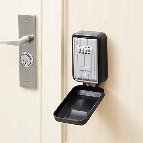 Amazon Basics Wall Mounted Key Storage Box With Waterproof Cover - Combination Lock - Black