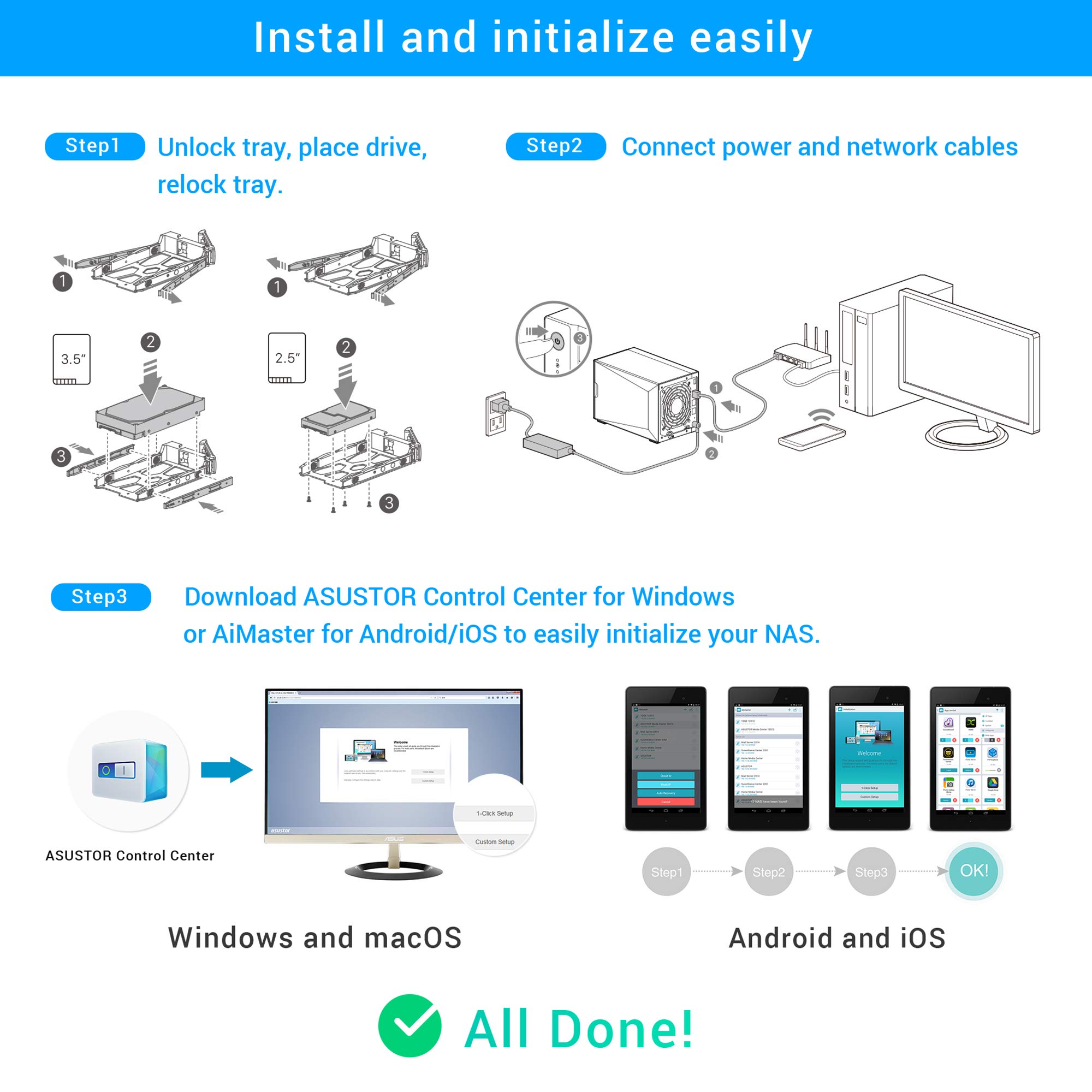 Asustor NAS AS5304T + 56TB WD Ultrastar HDD (Four 14TB HDD Included)