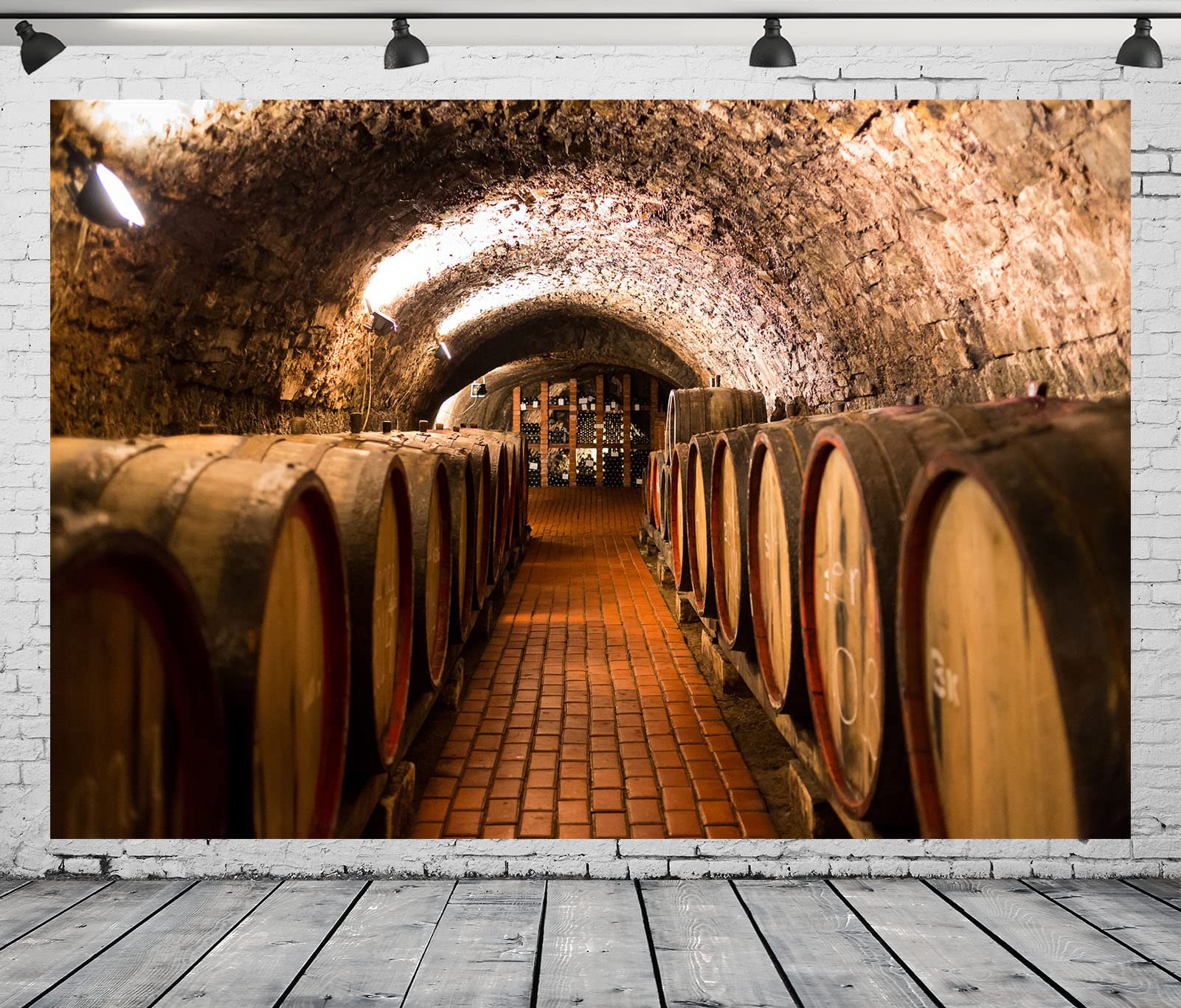 BELECO 10x8ft Fabric Vintage Wine Cellar Backdrop Old Winery Wine Barrels Underground Wine Cellar Storage Room Background Bar Club Pub Scene Background Men Adults Portrait Photoshoot Studio Props