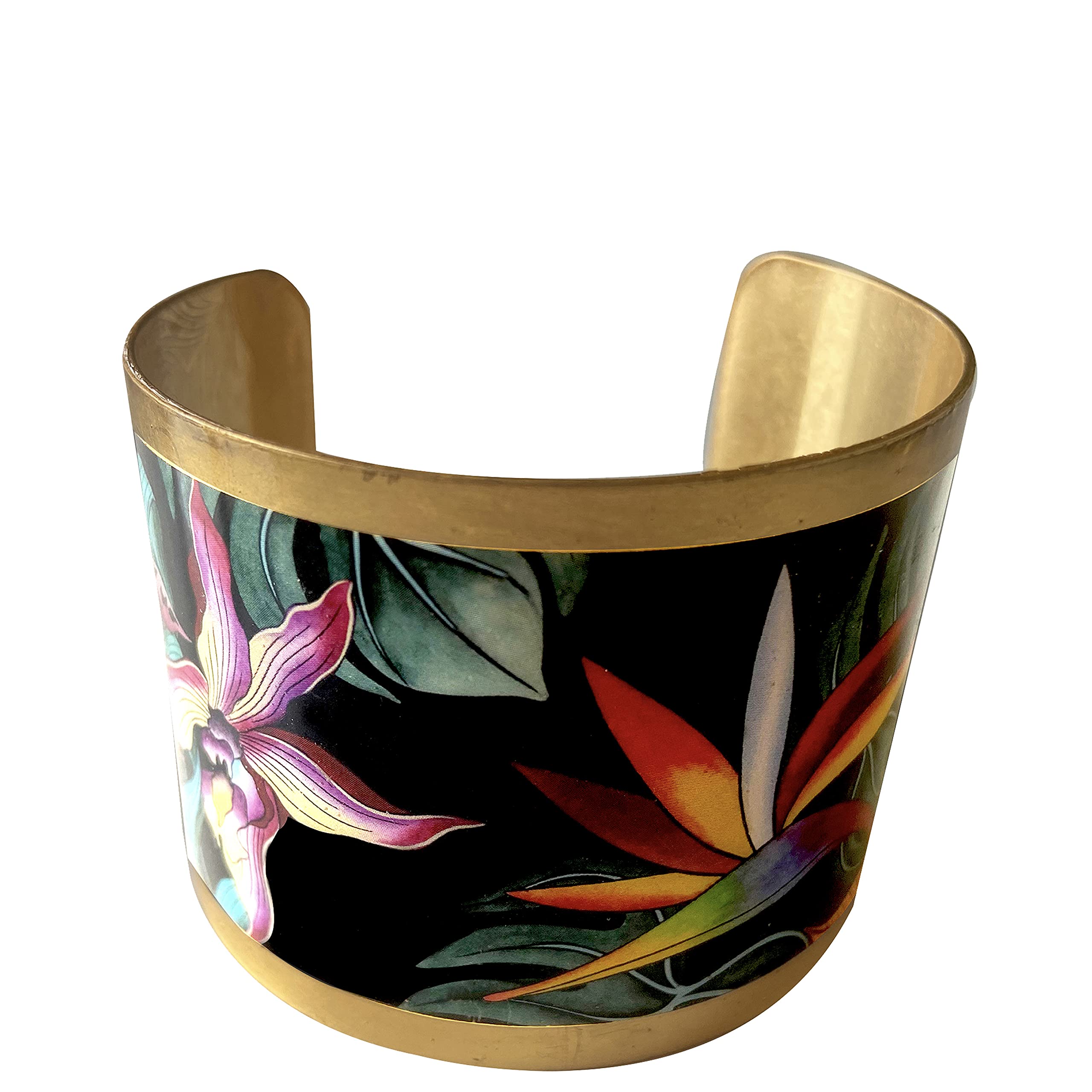 Anuschka Women's Gold Plated Cuff - Premium 24K Gold Foil Plating - Island Escape Black