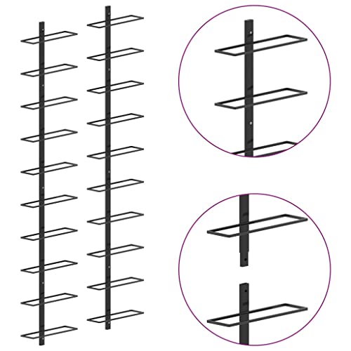 ALLFORYOURS Wall-Mounted Wine Racks for 20 Bottles 2 pcs Black Metal Black Furniture Cabinets Storage Wine Racks US Stock Fast Shipment