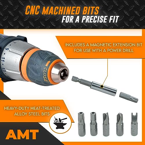 AMERICAN MUTT TOOLS 33pc Security Bit Set β Includes Security Torx, Metric and SAE Hex, Torq, Spanner Bit Set and Triwing β Security Torx Bit Set, Tamper Proof Torx Bit Set, Security Screwdriver Set