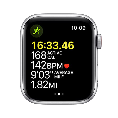 Apple Watch SE [GPS + Cellular 44mm] - Silver Aluminium Case with Abyss Blue/Moss Green Sport Loop (Renewed)