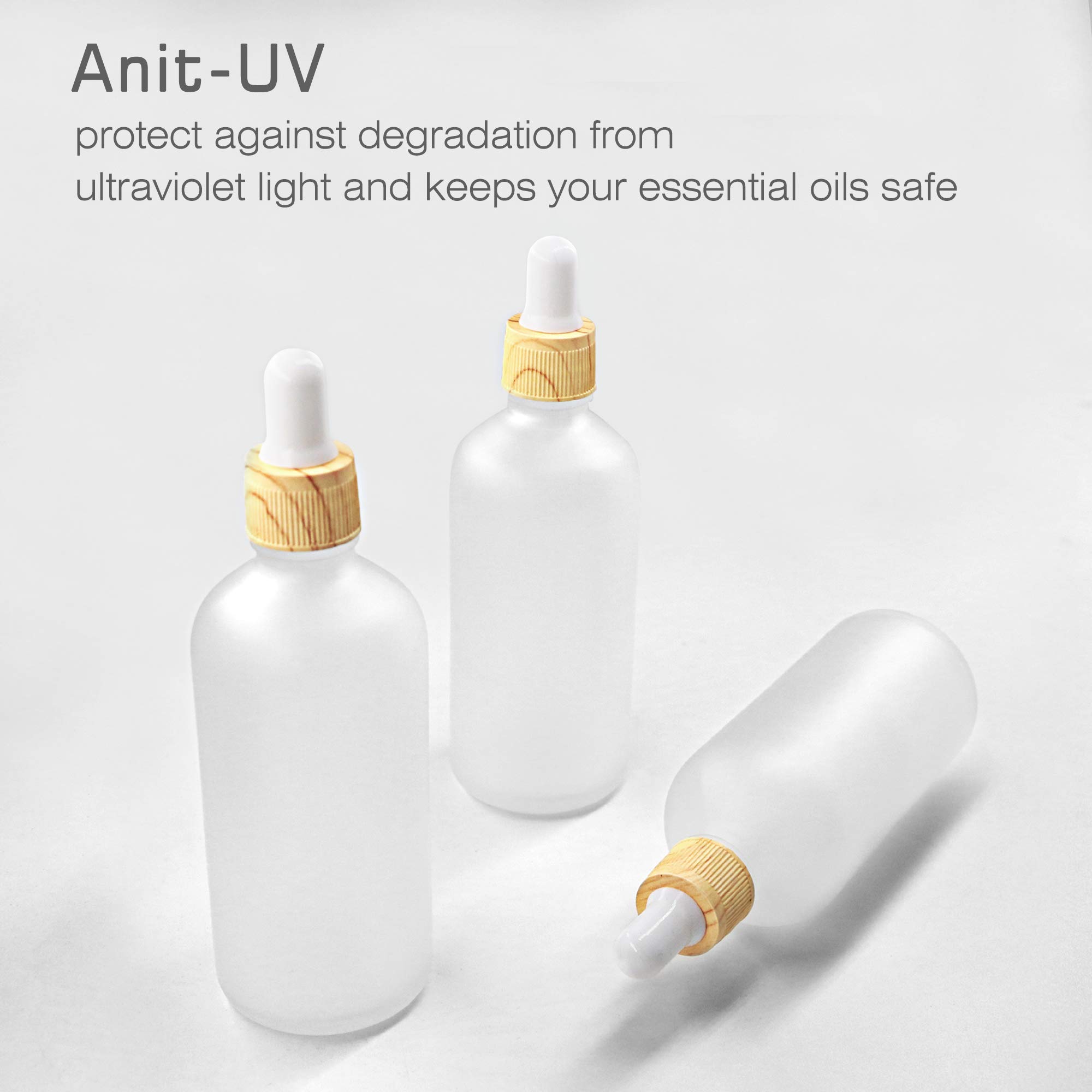 AMMAX Gemice 4 Pack Frosted Glass Dropper Bottles, Essential Oil Bottles With Eye Dropper Lids Perfume Sample Vials Essence Liquid Cosmetic Containers