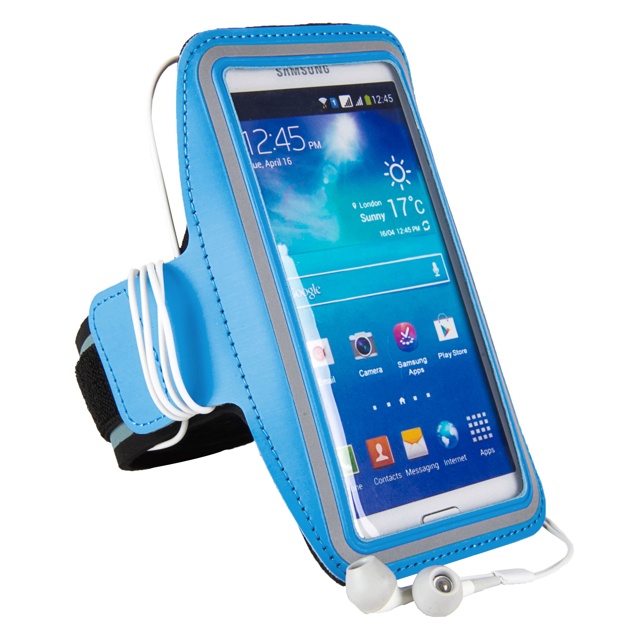 Apple iPhone 7, 7, SE, 6S, 6S Premium Water Resistant Sports Armband (Blue) with Key Holder (10 18 inch Strap)