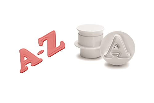 Ateco 5870 Alphabet Fondant Plunger Cutter and Embosser 26-Piece Set, White