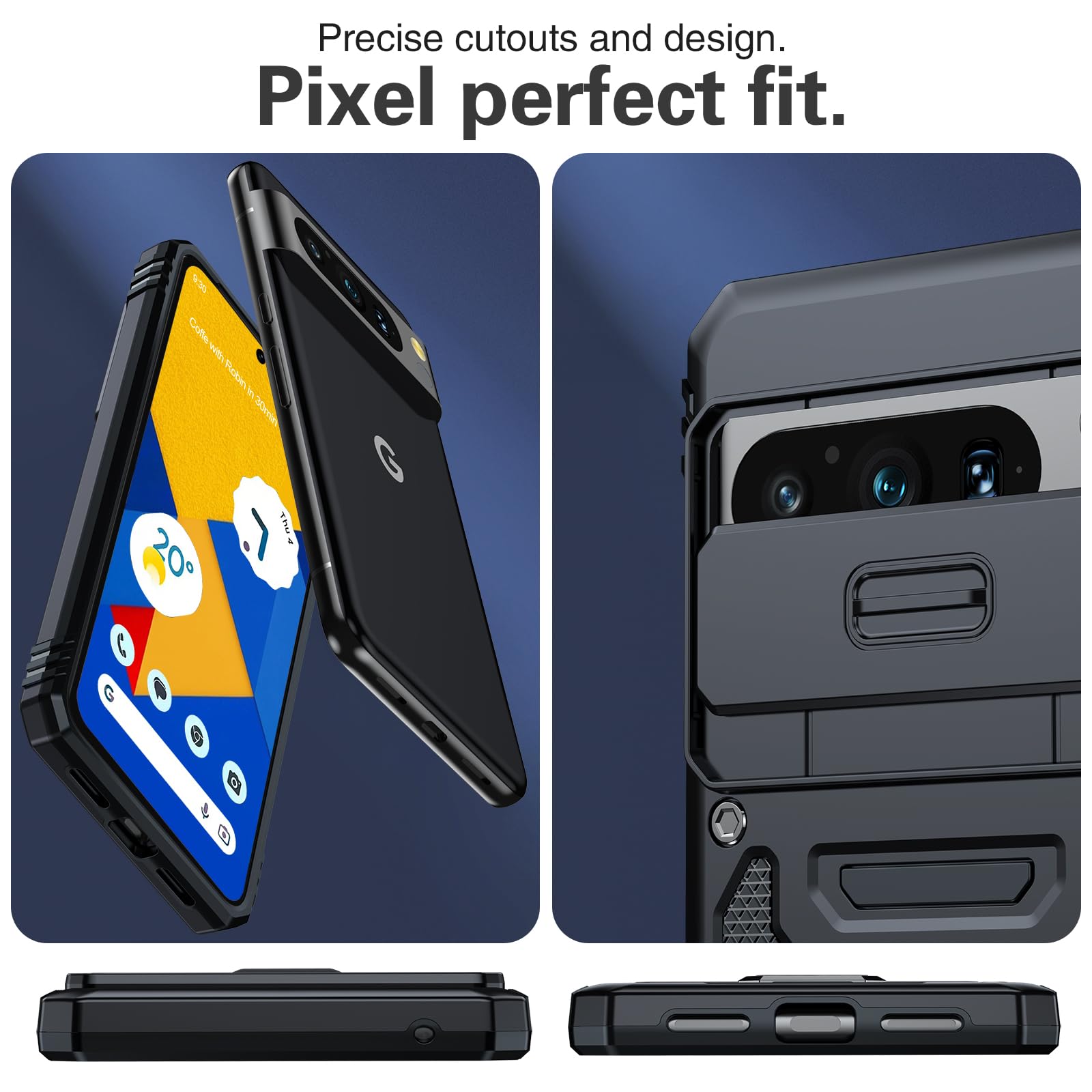 ANTSHARE for Google Pixel 8 Pro Case, [16 FT Military Grade Drop Protection], Slide Cover [Camera Protection] Heavy Duty Shockproof Phone Case for Pixel 8 Pro,Black