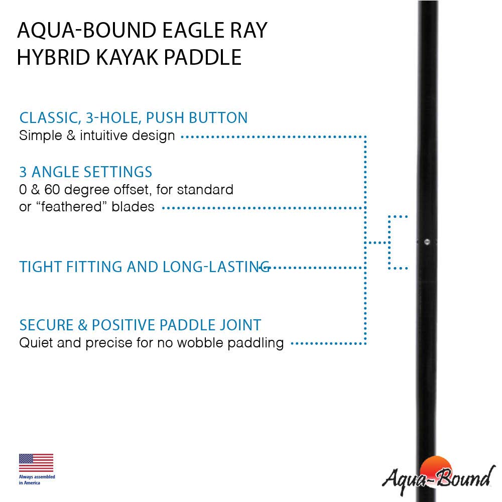 AQUA BOUND EagleRay Hybrid White Fiberglass Blade/Posi-Lok Carbon Shaft, 220 cm