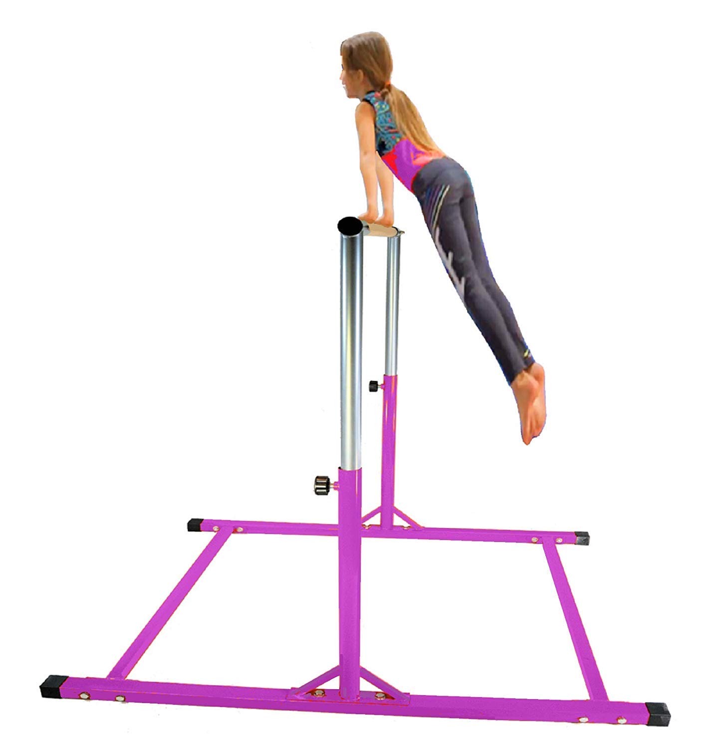 Athletic Bar Gymnastics Kip Bar Horizontal Bar Professional Junior Gymnastic Training High Bar Asymmetric Bar 13 Level Height Adjustable Expandable 3 to 5 FT Indoor Outdoor Use (Purple)